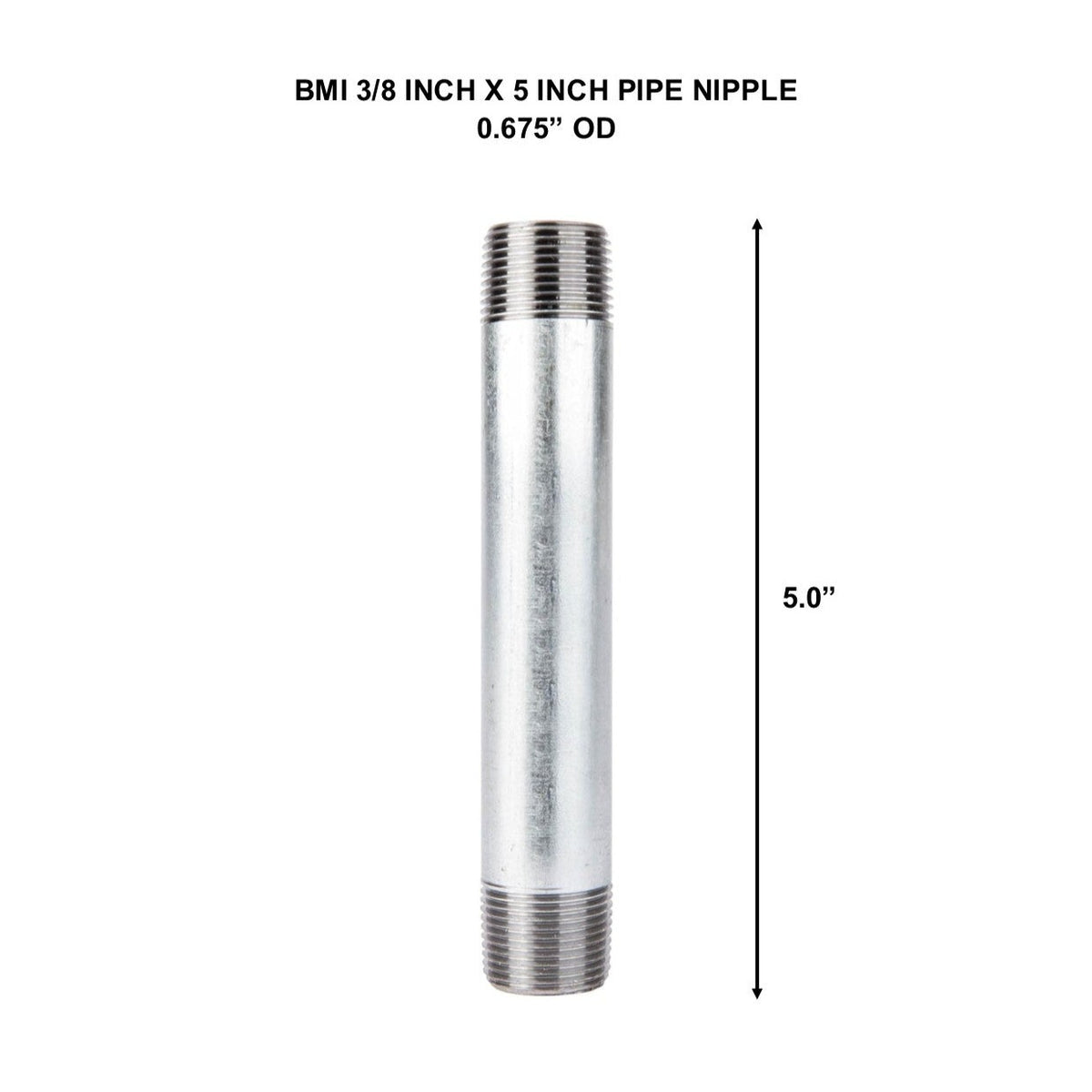 BMI 3/8 Inch x 5 Inch Galvanized Pipe Close Nipple, 150#, UL/FM | PRM