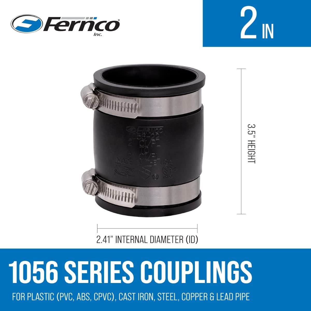2 Inch Fernco 1056-22 Flexible Coupling 2 Inch Fernco 1056-22 Flexible Coupling