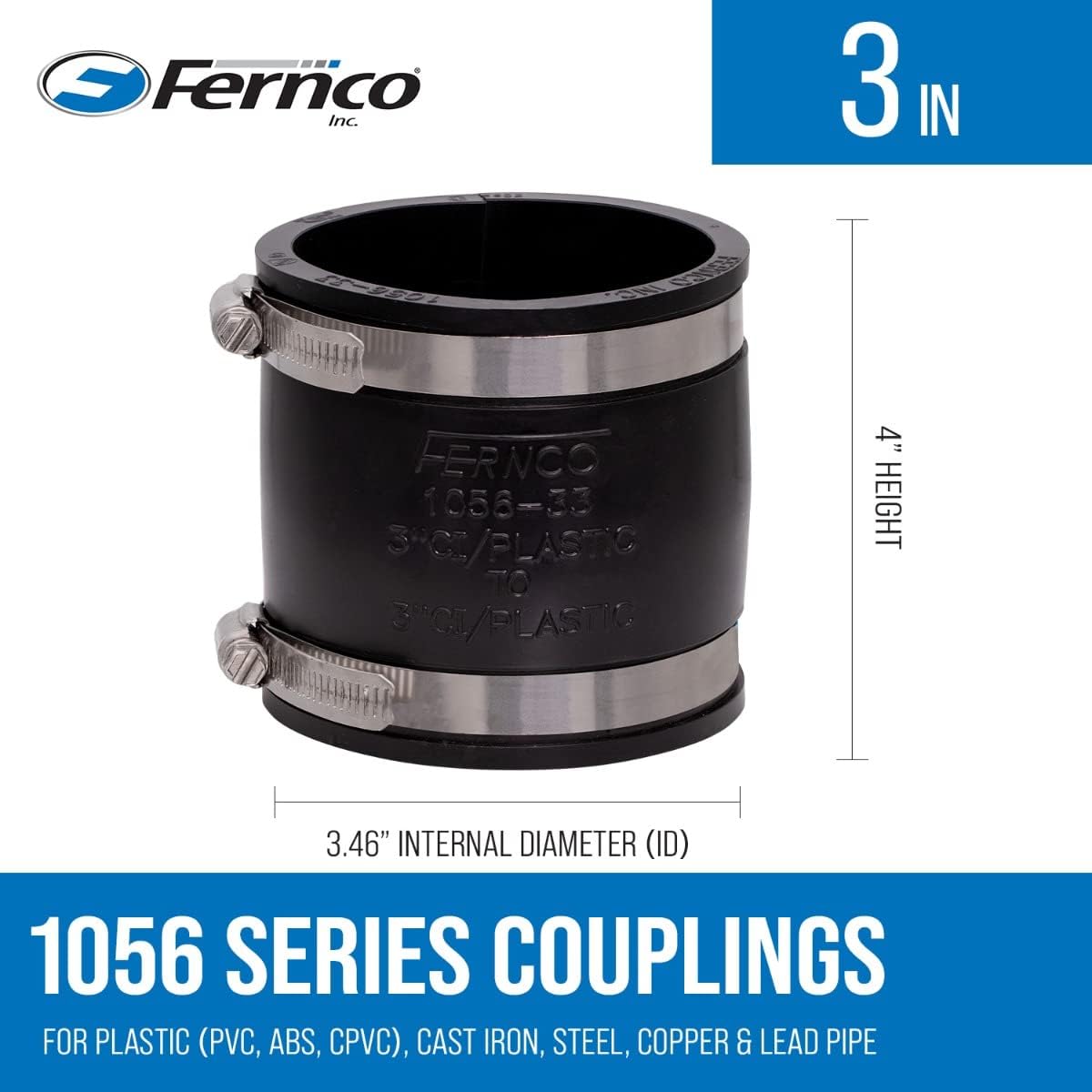 3 Inch Fernco 1056-33 Flexible Coupling