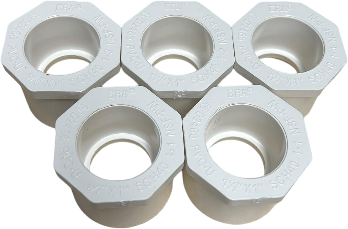 1-1/2" x 1" Sch 40 PVC Reducer Bushing - Socket, NSF Compliant