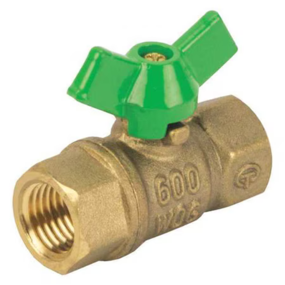 Jomar 100-400G-TH 1/4" FIP x 1/4" FIP Brass Mini Ball Valves, SS Trim
