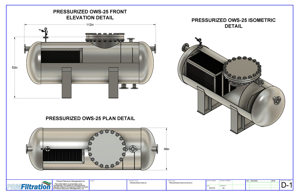 PRM OWS-25 DNAPL, Pressurized Oil Water Separator for DNAPL, LNAPL App