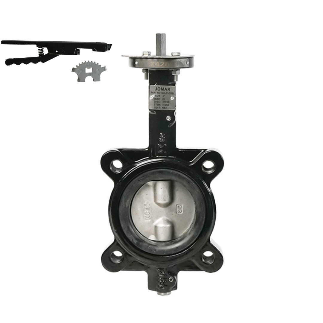 Jomar 4" Lug Style Butterfly Valve, Viton Seat, Lever Handle