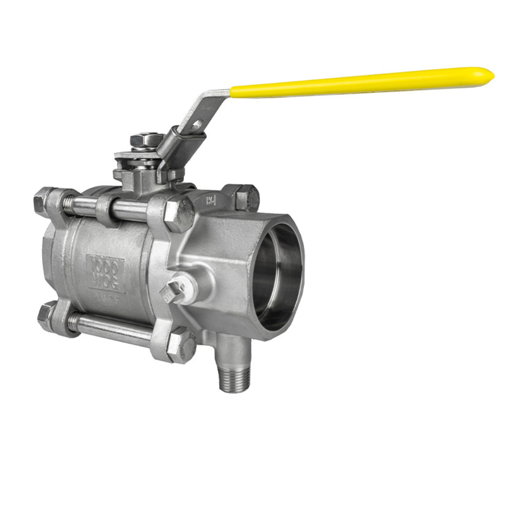 Jomar 511-308 2" SS Ball Valve, Swing Out Body, Socket Weld, w/Drain