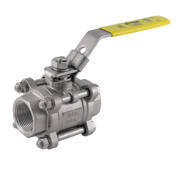 Jomar 1/2" SS Ball Valve 3-Pc 4-Bolt, Swing Out Body, NPT