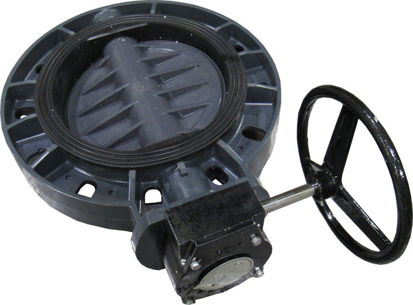 12" Schedule 80 PVC Butterfly Valve, Gear Operated