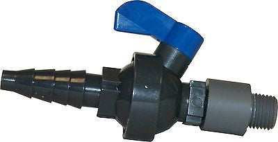 SCH 80 PVC 1/4" SAMPLE PORT VALVE W/BARB AND CHEMICAL RESISTANT VITON SEALS
