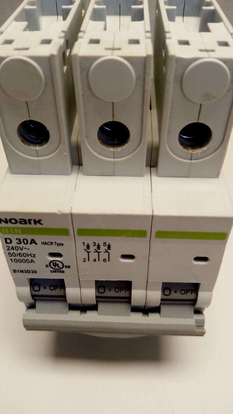 Noark D30A Miniature Circuit Breaker, 3 Pole- New Old Stock