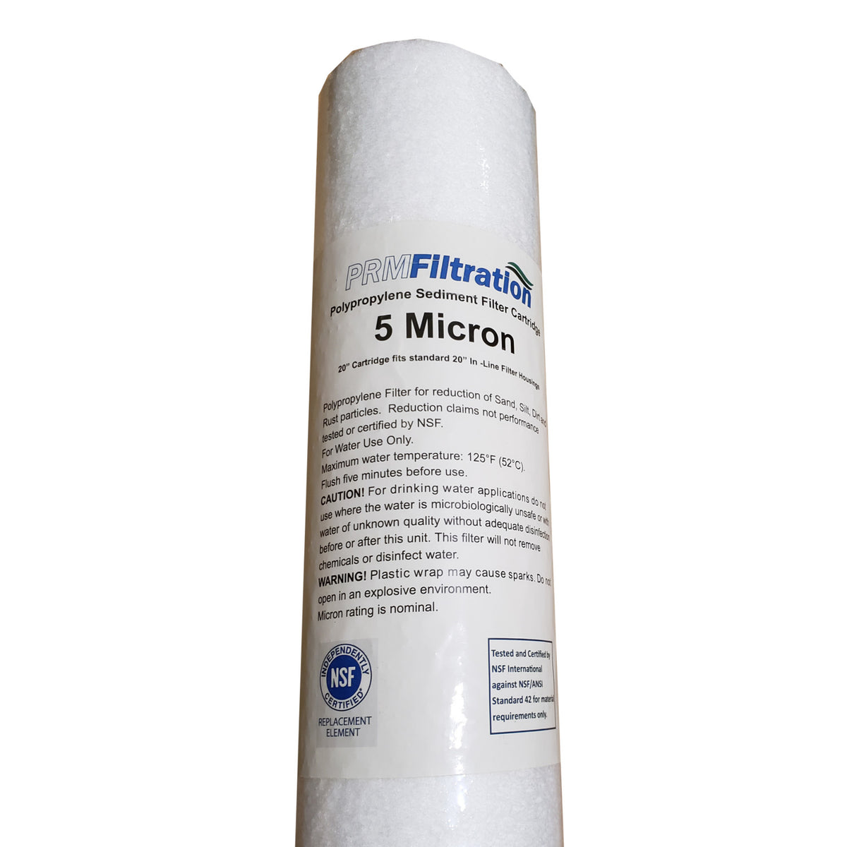 20" x 2.5" NSF Spun Poly Sediment Filter Cartridges - 1 Micron