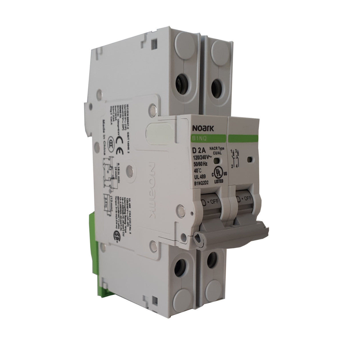 Noark (B1NQ2D3) Mini Circuit Breaker-2 Pole, 3A, 240VAC