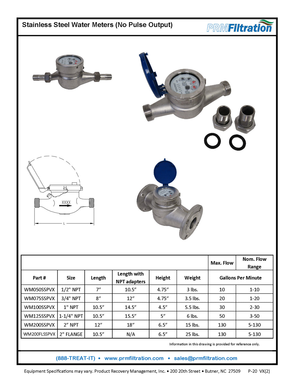 PRM 2" Flange Stainless Steel Multi-Jet Totalizing Water Meter