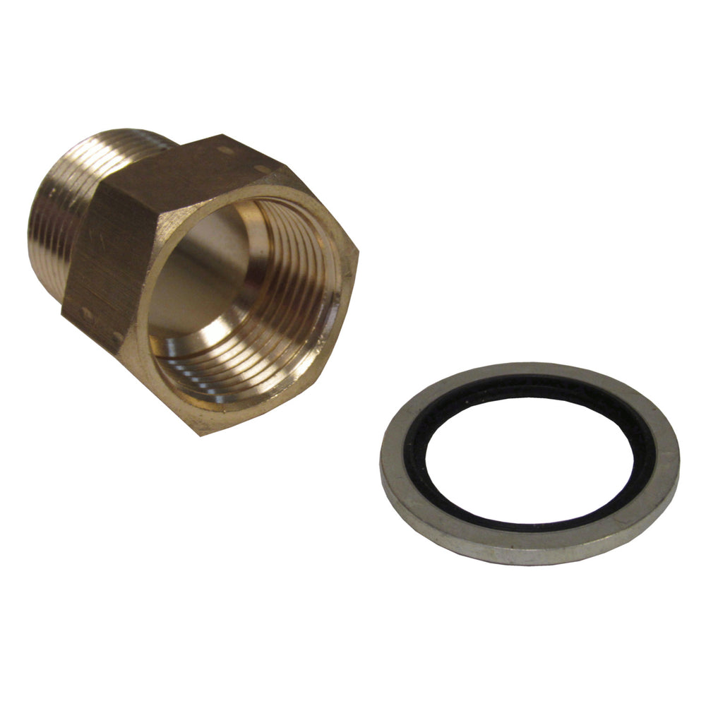 1" MNPT X 1" BSPP Female Brass Adapter w/ Sealing Washer