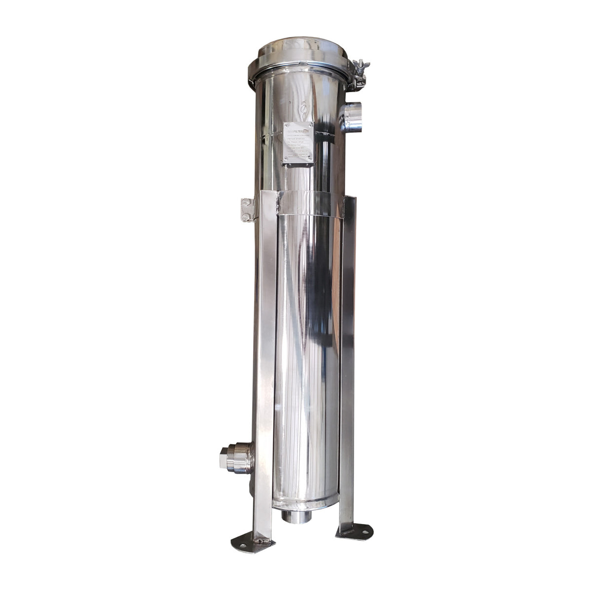 #2 Filter Housing 304 SS 2" NPT, Dual Side/Bottom Out 100 psi